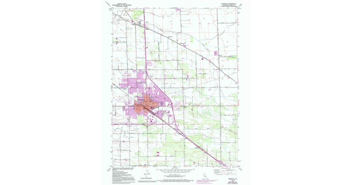 1952 Map of Manteca, CA — High-Res, 1994 Print #2 | Pastmaps