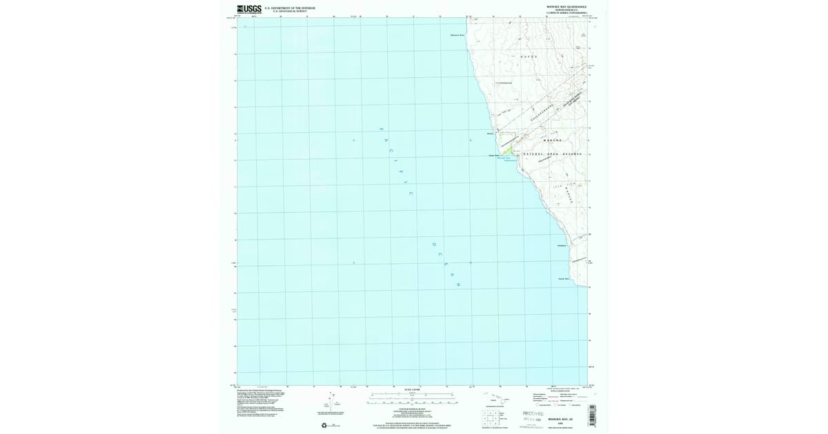1995 Map of Manuka Bay, Hawaii County, HI — High-Res | Pastmaps