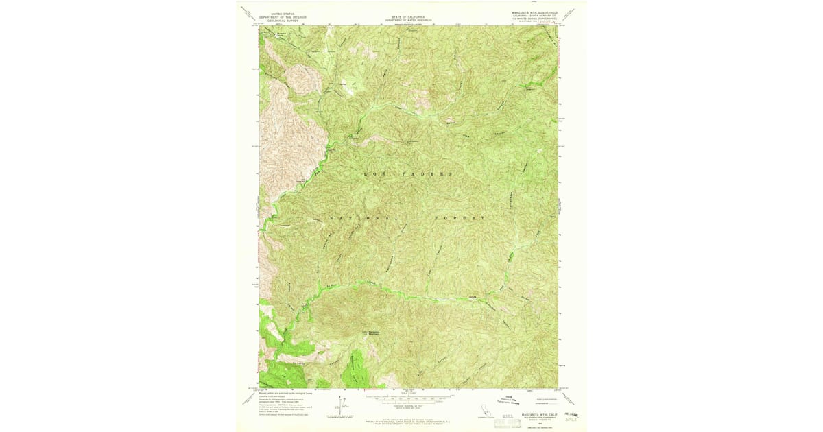 1964 Map of Manzanita Mtn, Santa Barbara County, CA — High-Res | Pastmaps