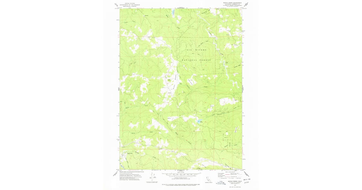 1977 Map of Maple Creek, Humboldt County, CA — High-Res | Pastmaps