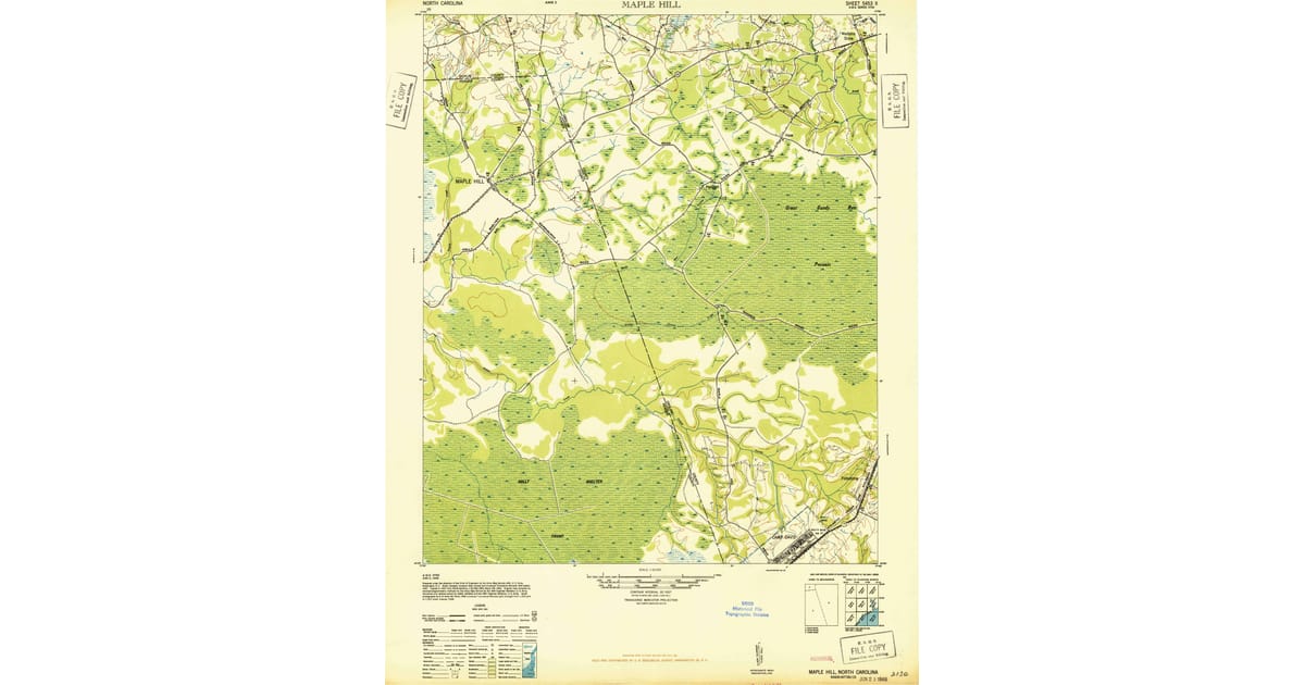 Old Maps of Maple Hill, NC for Academic Research | Pastmaps