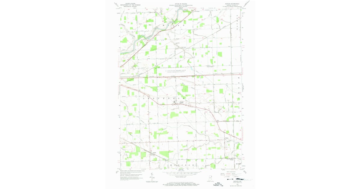 1957 Map of Maples, Allen County, IN — High-Res | Pastmaps