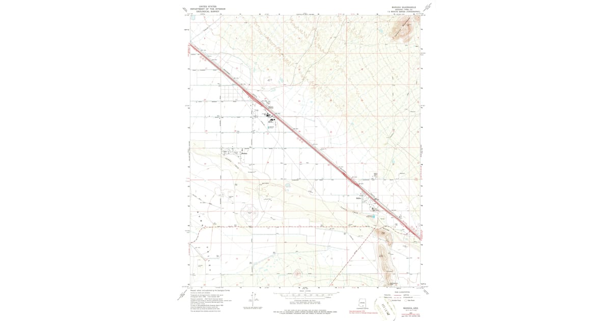 1967 Map of Marana, AZ — High-Res, 1986 Print | Pastmaps