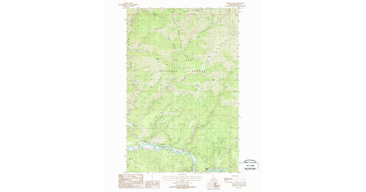 1988 Map of Marble Creek, Shoshone County, ID — High-Res | Pastmaps