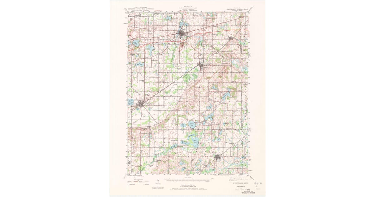 1944 Map of Marcellus, MI — High-Res, 1972 Print | Pastmaps