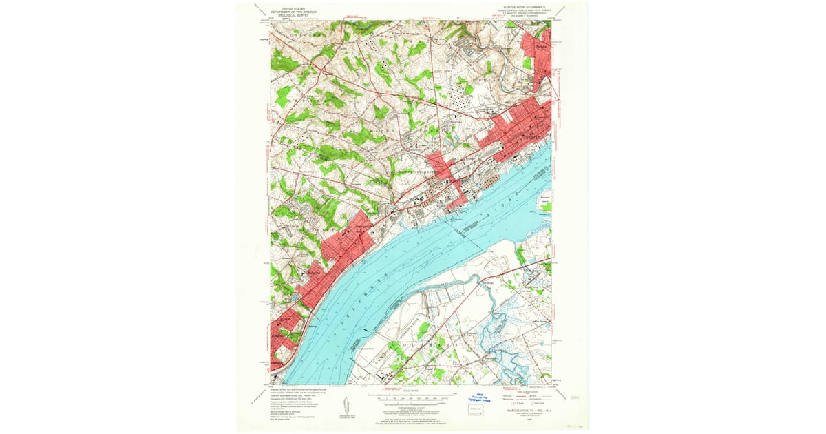 1953 Map of Marcus Hook, PA — High-Res, 1964 Print | Pastmaps