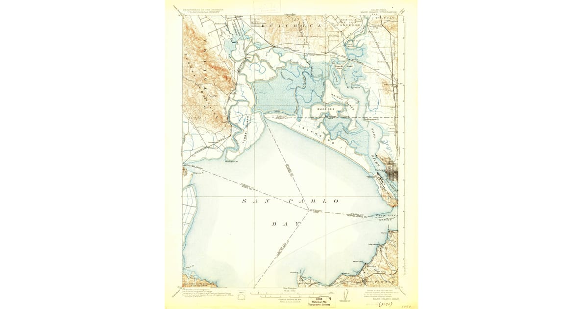 1916 Map of Mare Island, Sonoma County, CA — High-Res, 1927 Print ...
