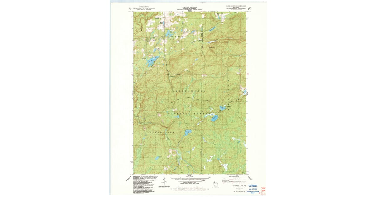 1984 Map of Marengo Lake, Bayfield County, WI — High-Res | Pastmaps