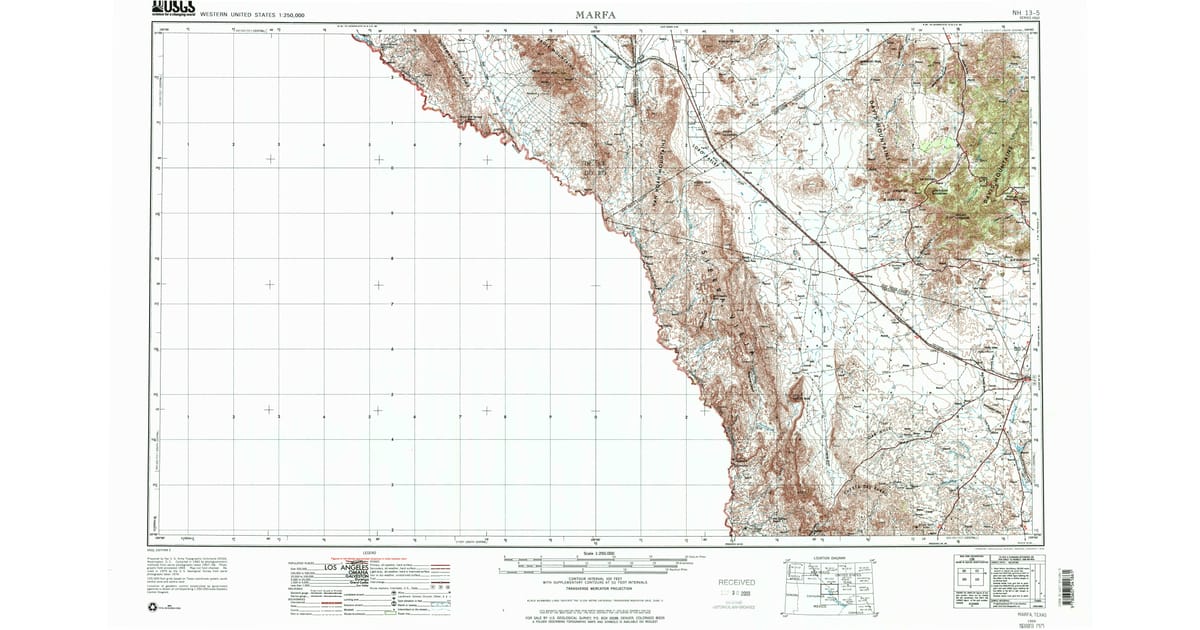 1959 Map of Marfa, TX — High-Res, 1976 Print #2 | Pastmaps