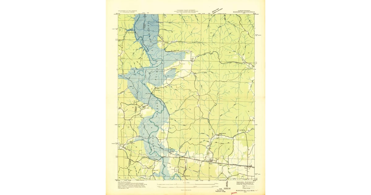 1936 Map of Margerum, Colbert County, AL — High-Res | Pastmaps