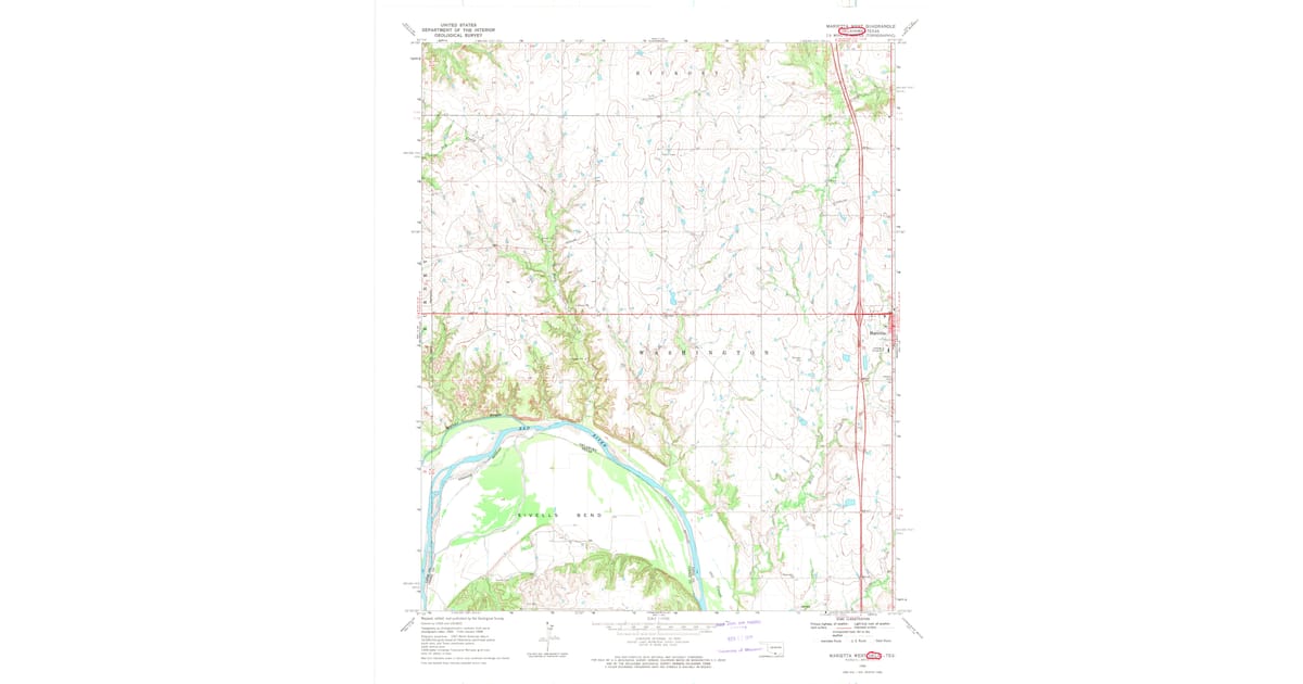 1968 Map of Marietta West, Love County, OK — High-Res | Pastmaps