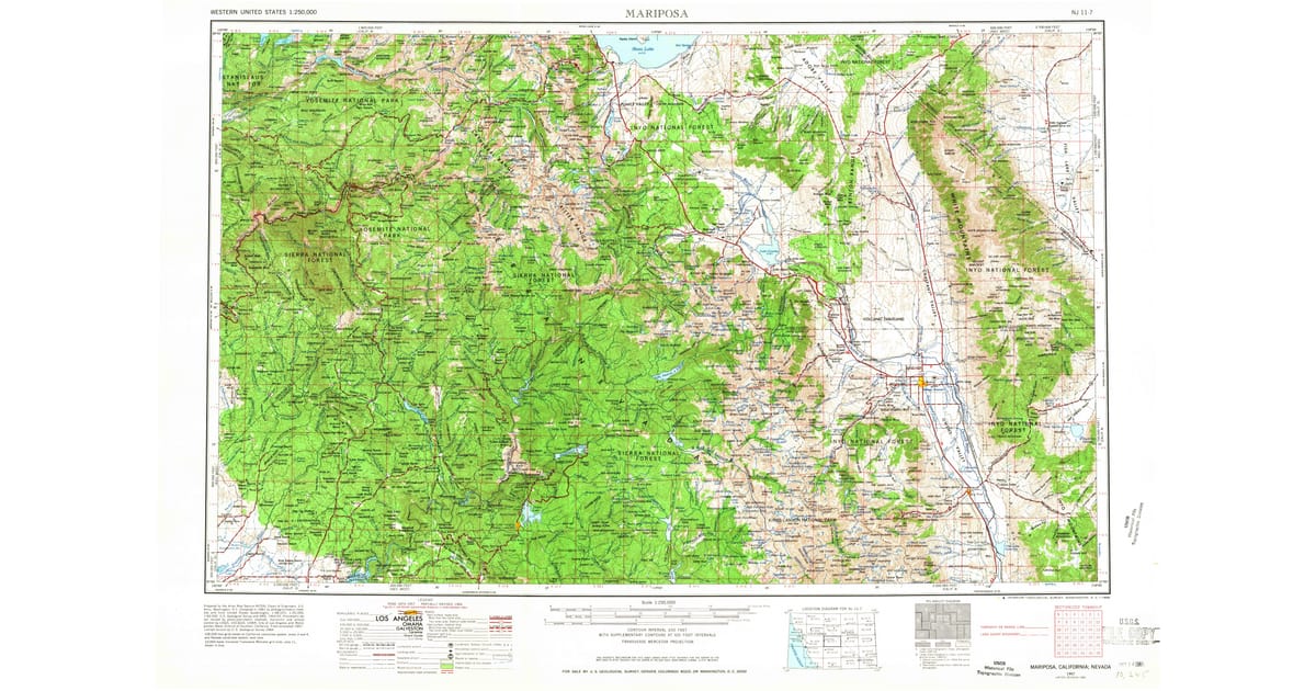 1957 Map Of Mariposa Ca High Res Pastmaps