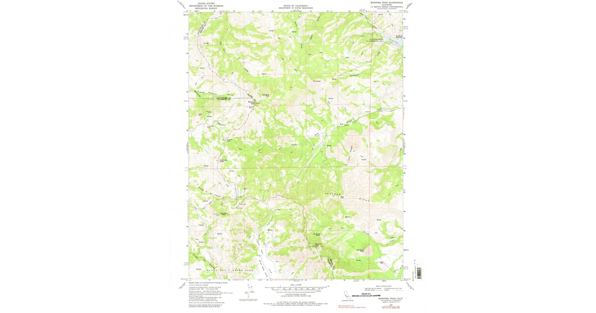 1978 Map of Mariposa Peak, Merced County, CA — High-Res | Pastmaps