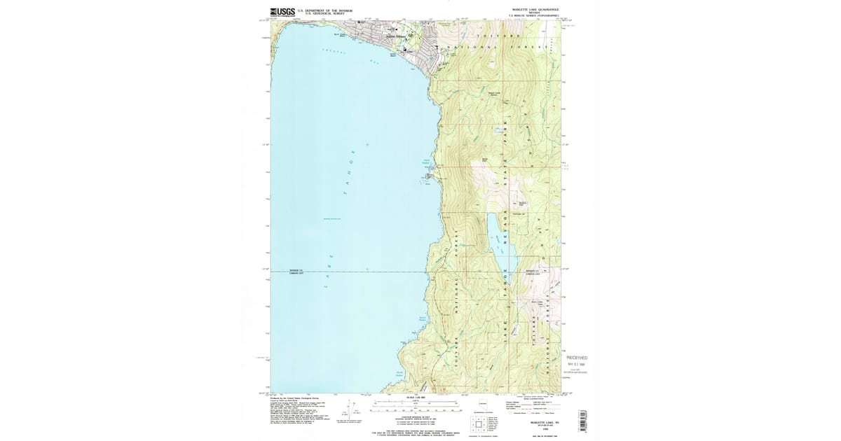 1992 Map of Marlette Lake, Washoe County, NV — High-Res | Pastmaps