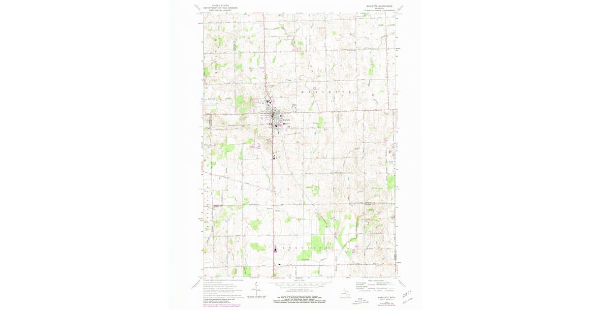 1963 Map of Marlette, MI — High-Res, 1980 Print | Pastmaps