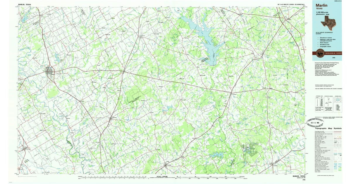 1985 Map of Marlin, TX — High-Res | Pastmaps