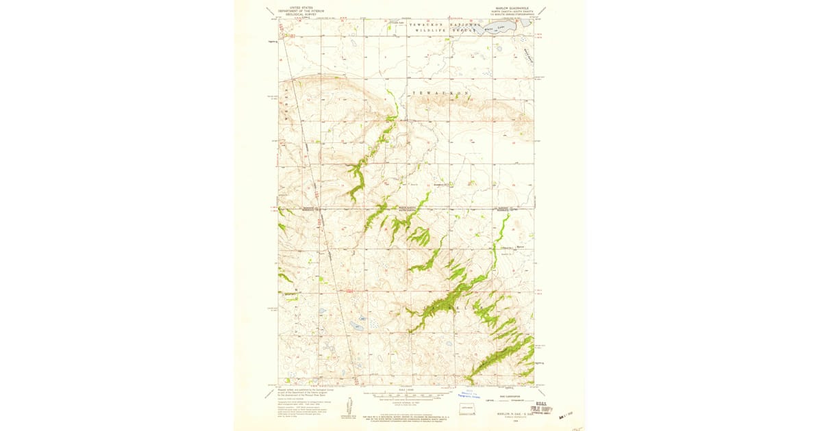 1958 Map of Marlow, Sargent County, ND — High-Res | Pastmaps