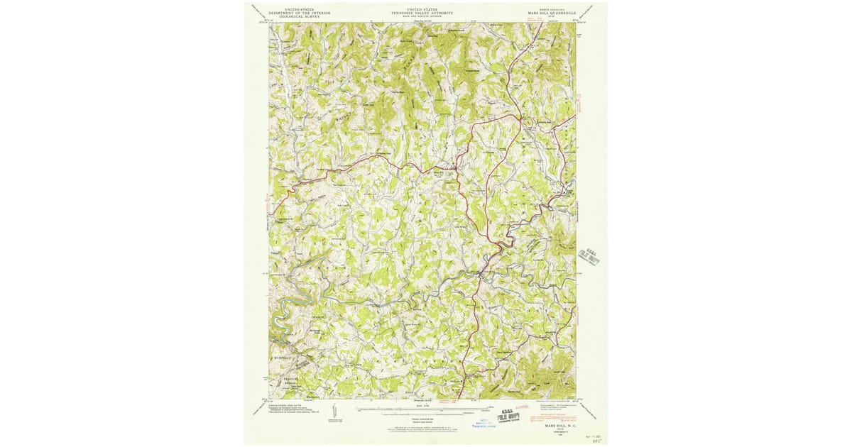 1945 Map of Mars Hill, NC — High-Res | Pastmaps