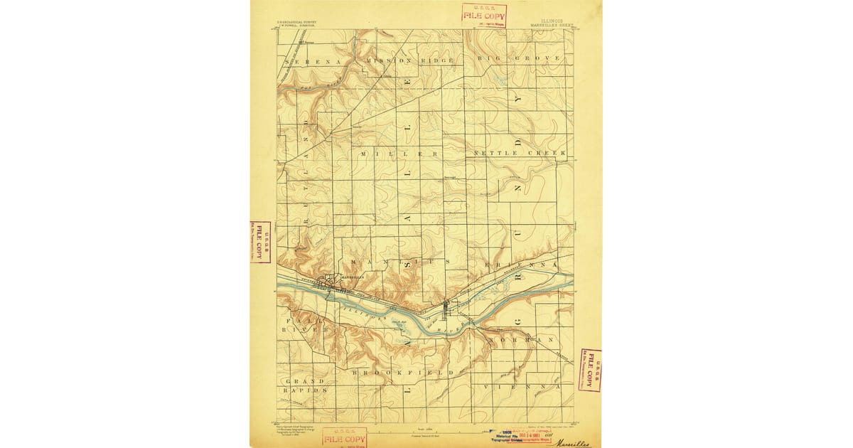 1892 Map of Marseilles, IL — High-Res, 1901 Print | Pastmaps