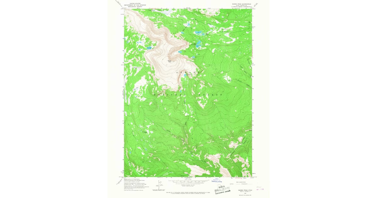 1965 Map of Marsh Peak, Uintah County, UT — High-Res | Pastmaps