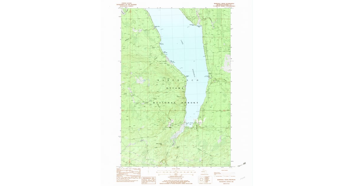 1982 Map of Marshall Creek, Gogebic County, MI — High-Res | Pastmaps