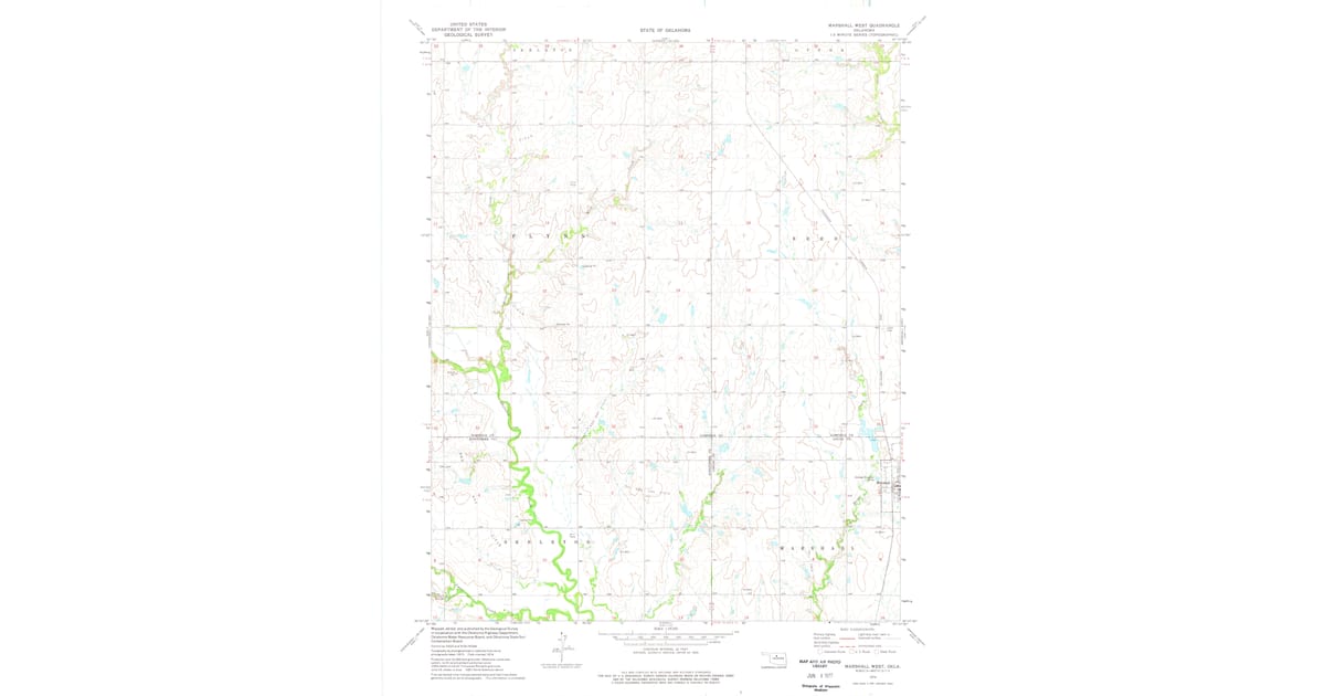 1974 Map of Marshall West, Garfield County, OK — High-Res | Pastmaps