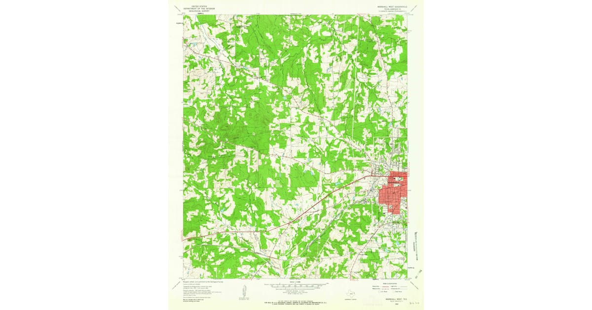 1962 Map of Marshall West, Harrison County, TX — High-Res | Pastmaps