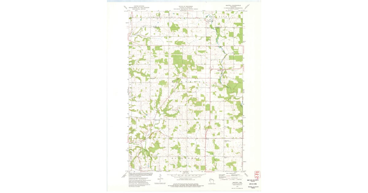 1974 Map of Martell, Pierce County, WI — High-Res | Pastmaps