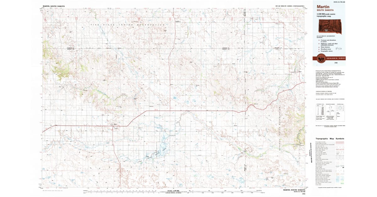 1983 Map of Martin, SD — High-Res | Pastmaps