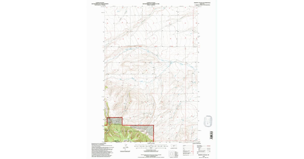 1995 Map of Martin Coulee, Judith Basin County, MT — High-Res | Pastmaps