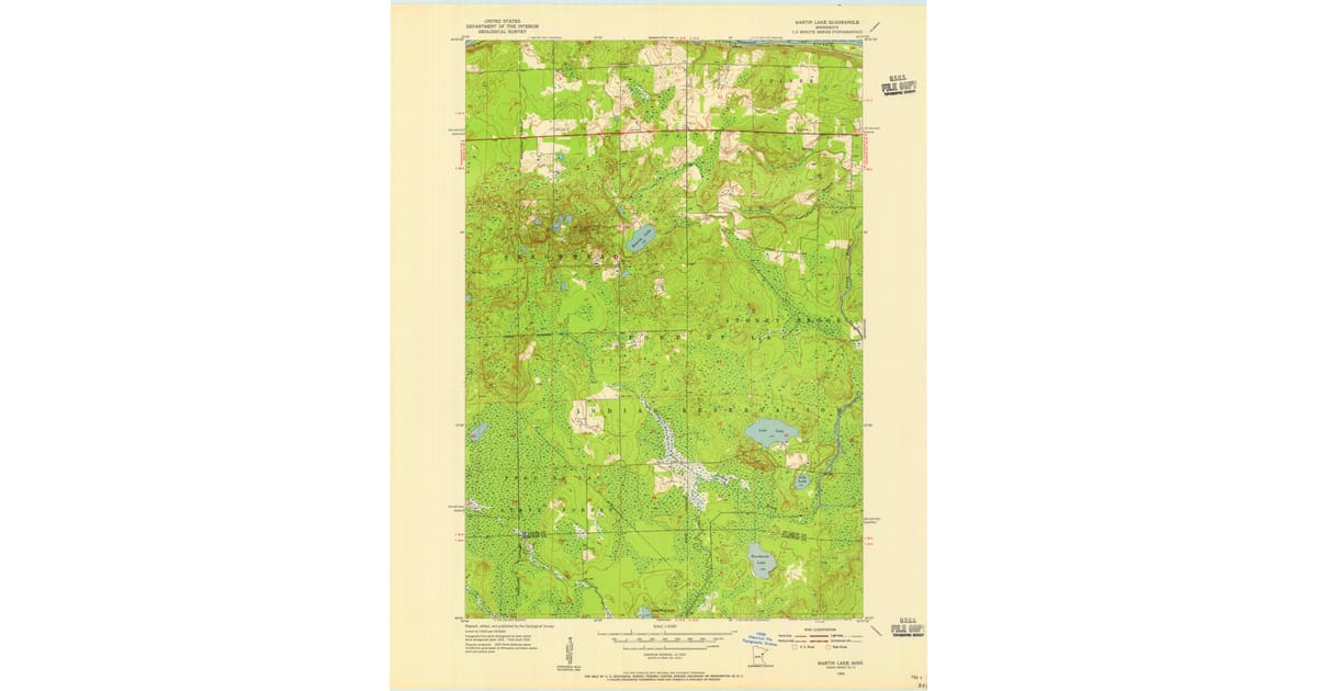 1954 Map of Martin Lake, St. Louis County, MN — High-Res | Pastmaps