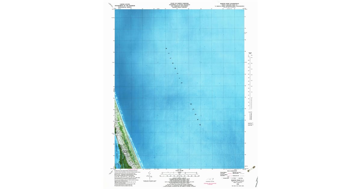 1982 Map of Martin Point, Dare County, NC — High-Res | Pastmaps