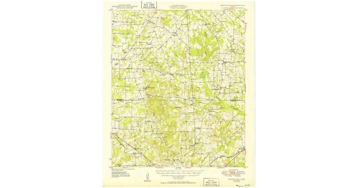 1949 Map of Martins Mill, Van Zandt County, TX — High-Res | Pastmaps
