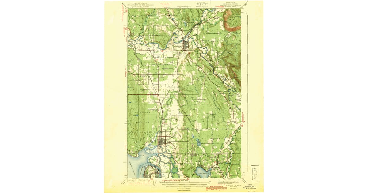 1943 Map of Marysville, WA — High-Res, 1943 Print #2 | Pastmaps