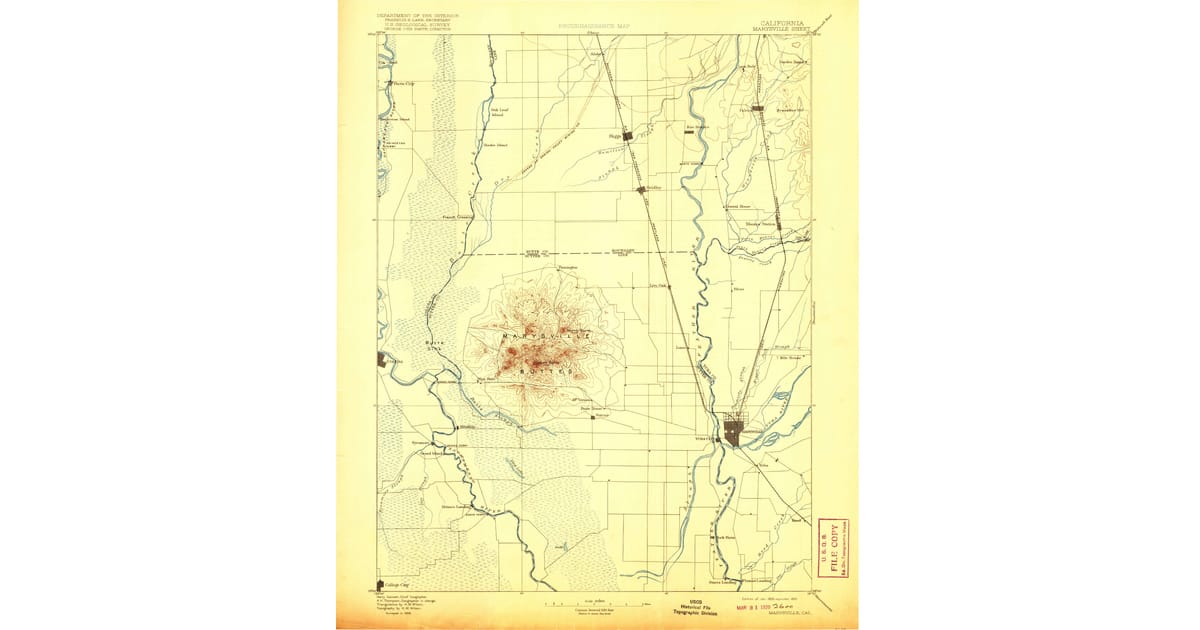 1895 Map of Marysville, CA — High-Res, 1920 Print | Pastmaps