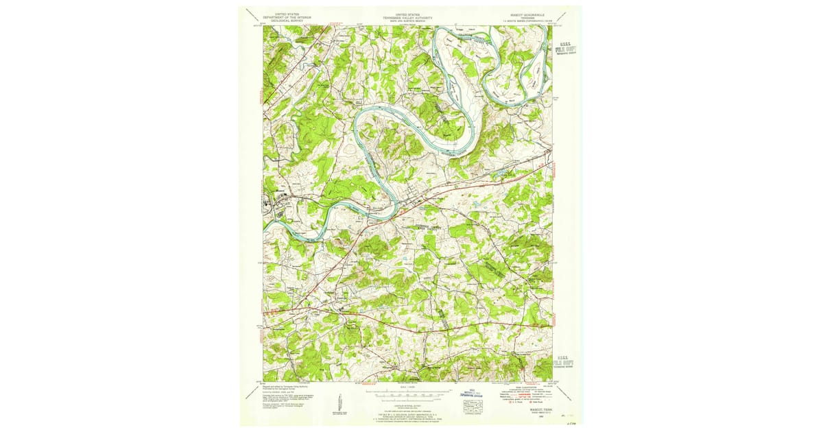 1953 Map of Mascot, TN — High-Res | Pastmaps