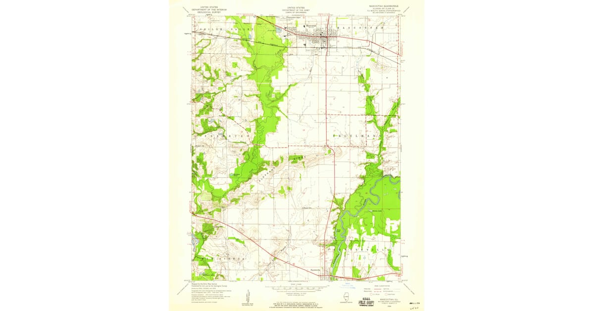 1954 Map of Mascoutah, IL — High-Res | Pastmaps