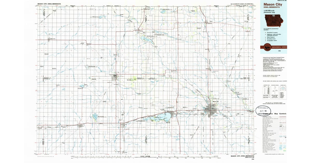 1985 Map of Mason City, IA — High-Res | Pastmaps