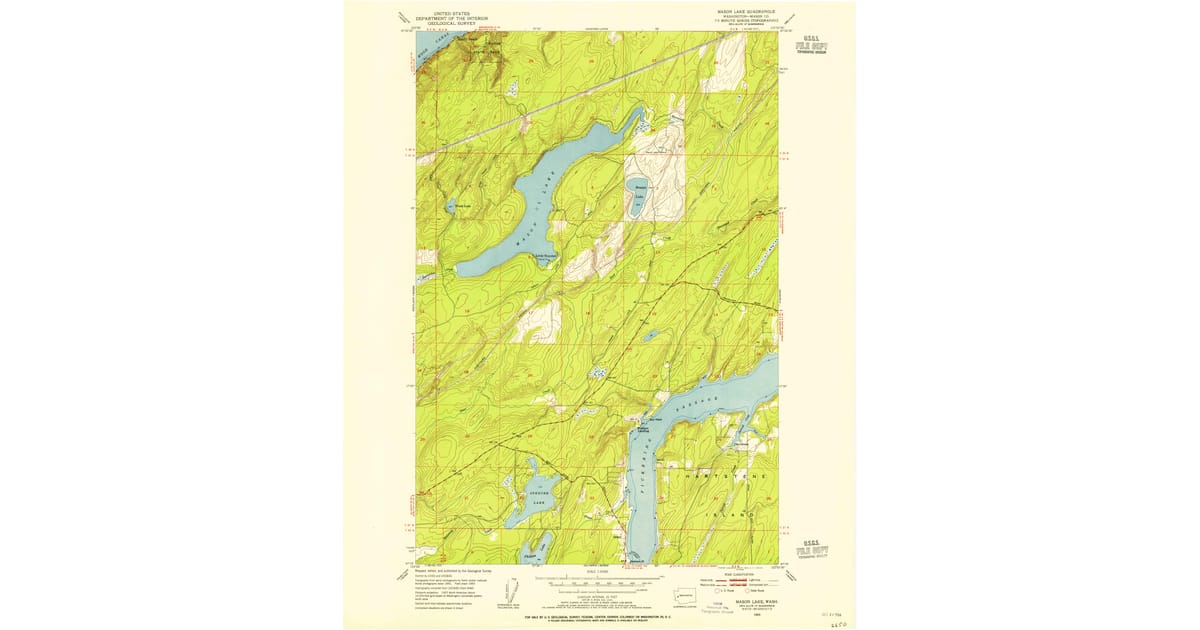 1953 Map of Mason Lake, Mason County, WA — High-Res | Pastmaps