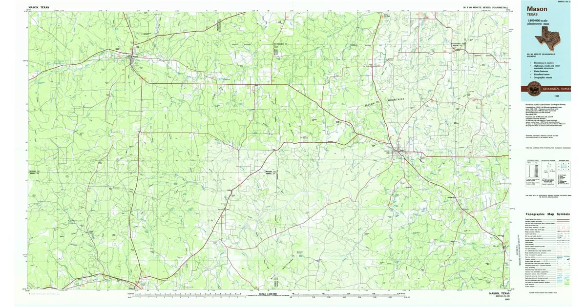 1985 Map of Mason, TX — High-Res | Pastmaps