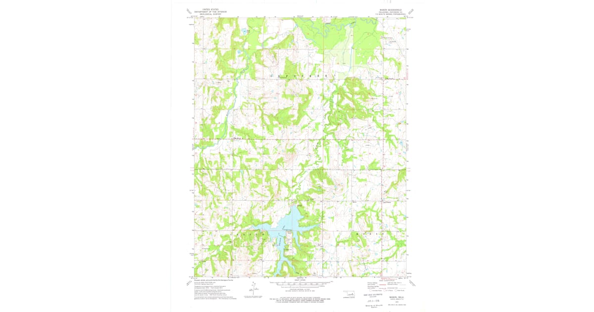 1973 Map of Mason, Okfuskee County, OK — High-Res | Pastmaps