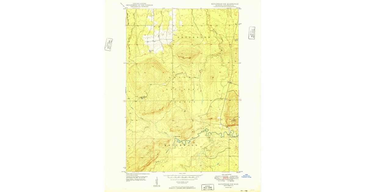 Old Maps of Ontonagon County, MI for Hiking & Exploration | Pastmaps