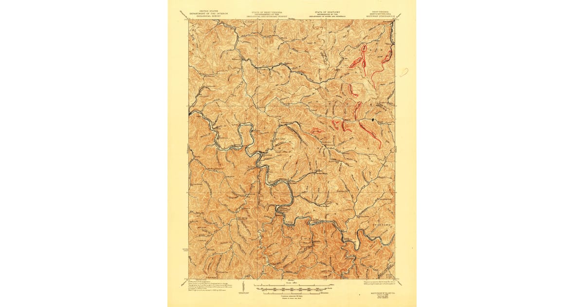 1928 Map of Matewan, WV — High-Res, 1945 Print #2 | Pastmaps