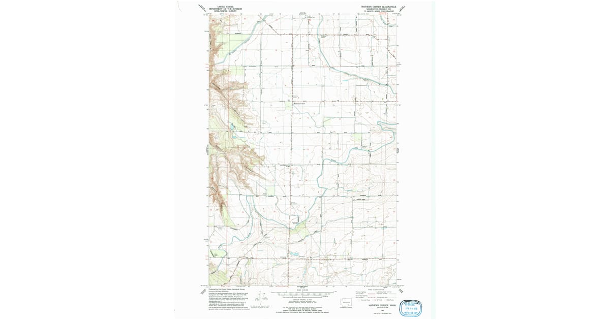 1992 Map of Mathews Corner, Franklin County, WA — High-Res | Pastmaps