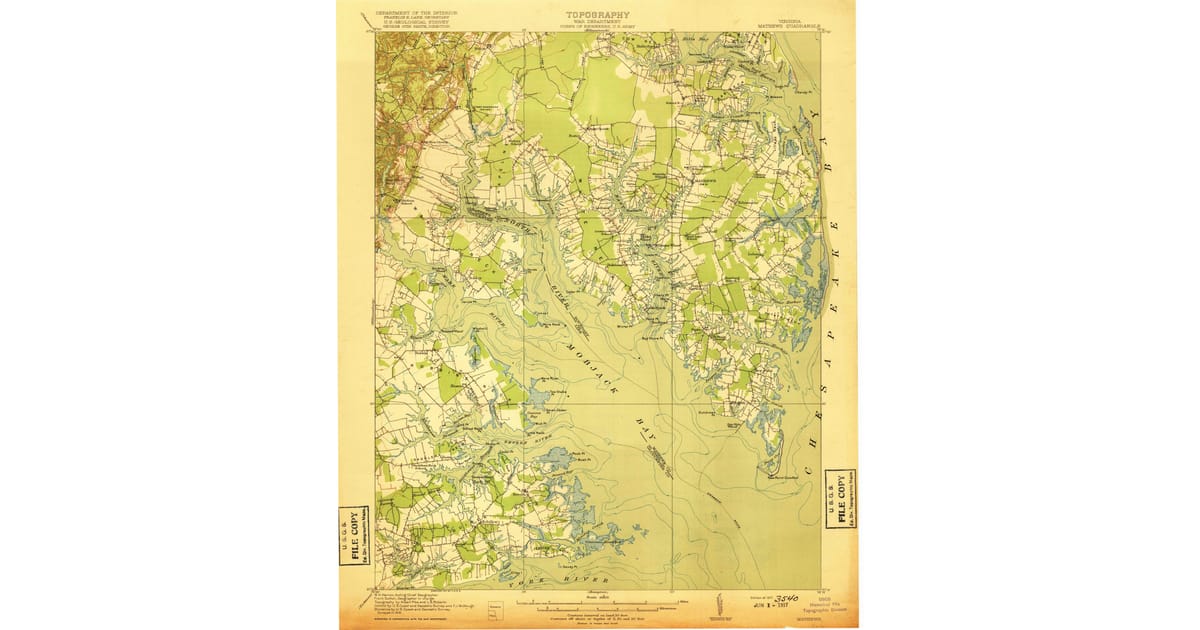 1917 Map of Mathews, VA — High-Res | Pastmaps