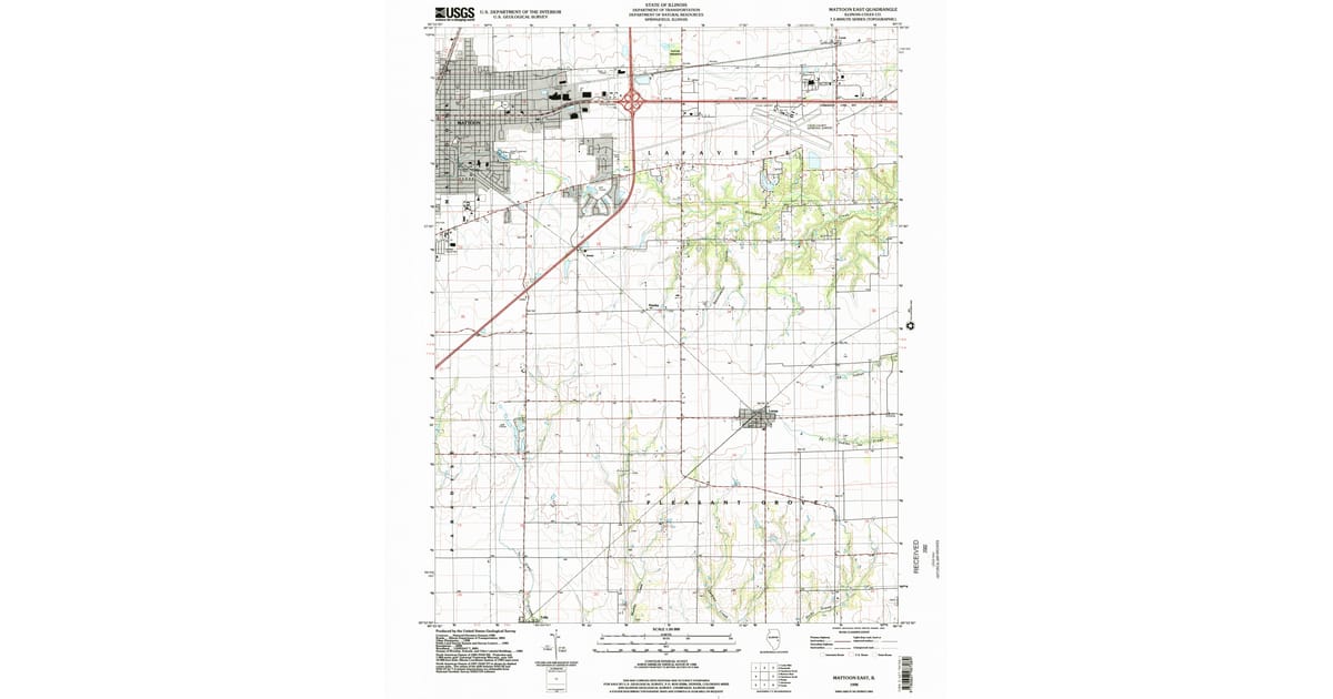 1998 Map of Mattoon East, Coles County, IL — High-Res | Pastmaps