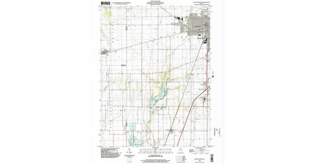 1998 Map of Mattoon West, Coles County, IL — High-Res | Pastmaps