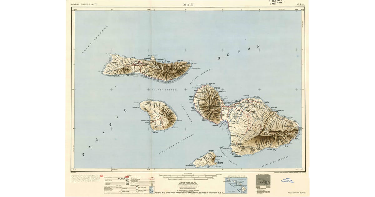 1954 Map of Maui, Maui County, HI — High-Res | Pastmaps