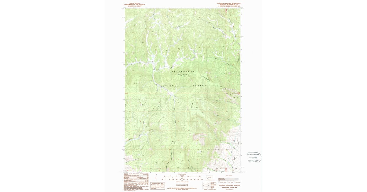 1988 Map of Maverick Mountain, MT — High-Res | Pastmaps