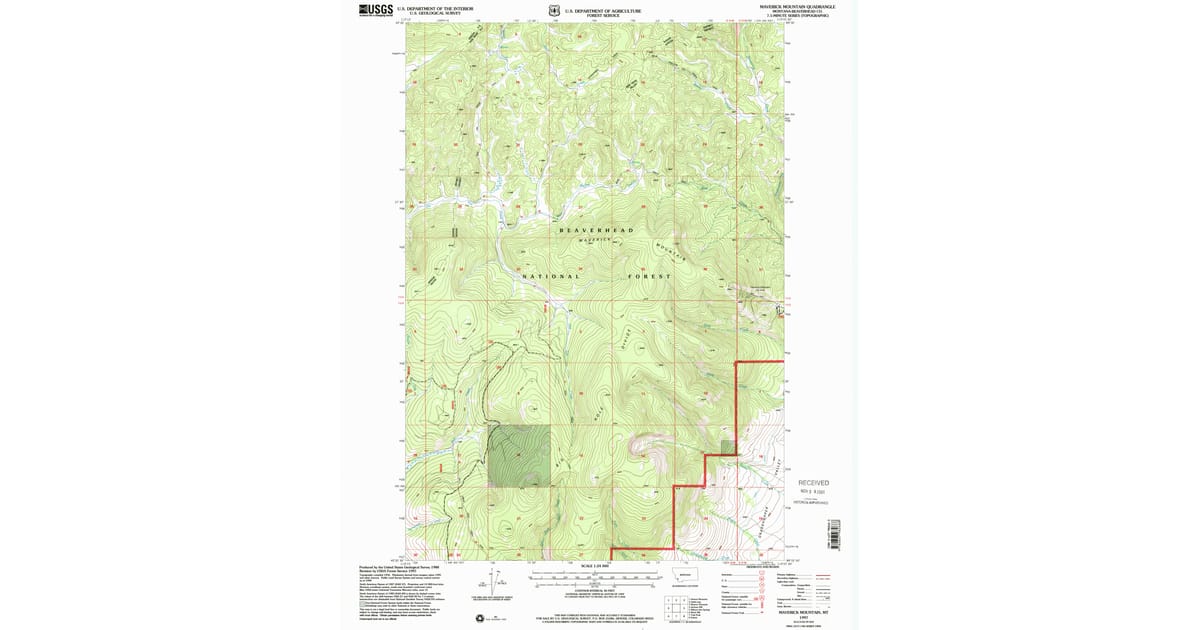 1997 Map of Maverick Mountain, MT — High-Res | Pastmaps